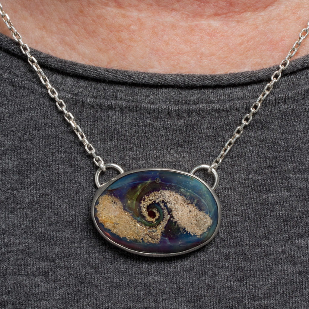 Sterling Silver Memorial Ash Bead – 1 1/8″ Oval “Wave” Bezel Set ...